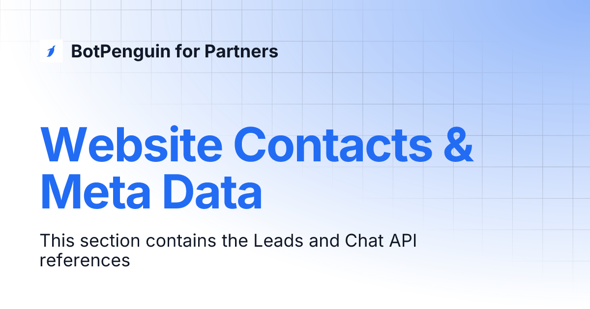 Website Contacts & Meta Data | BotPenguin for Partners